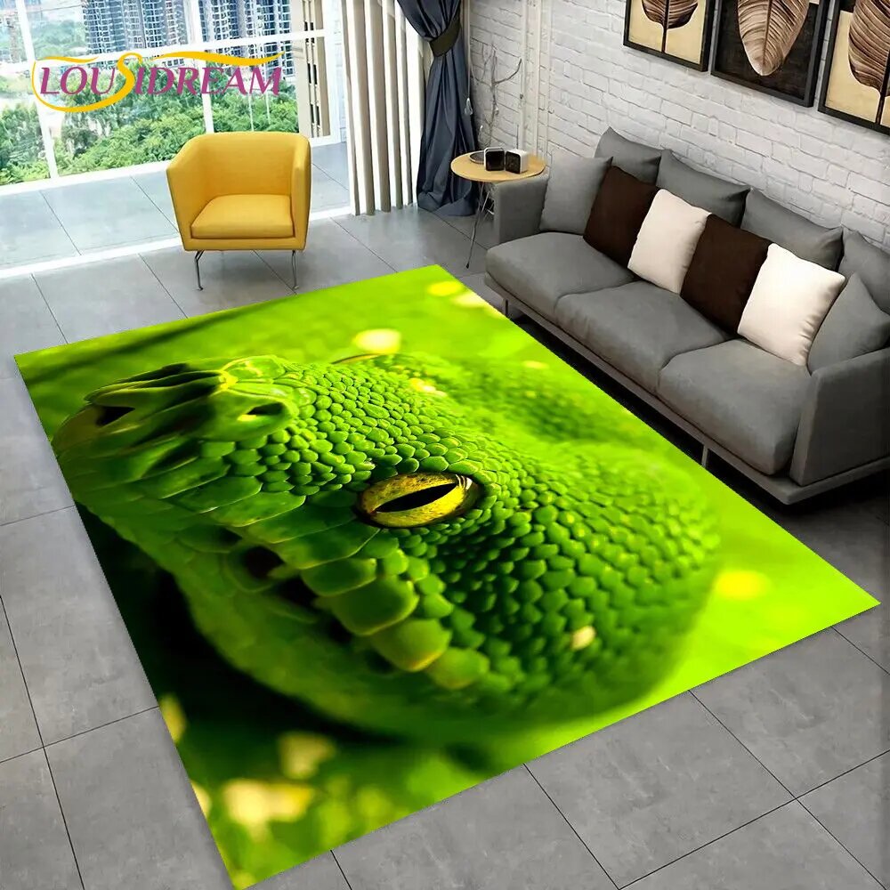 Ковер LOUSIDREAM с изображением змеи, 40x60 см, зеленый