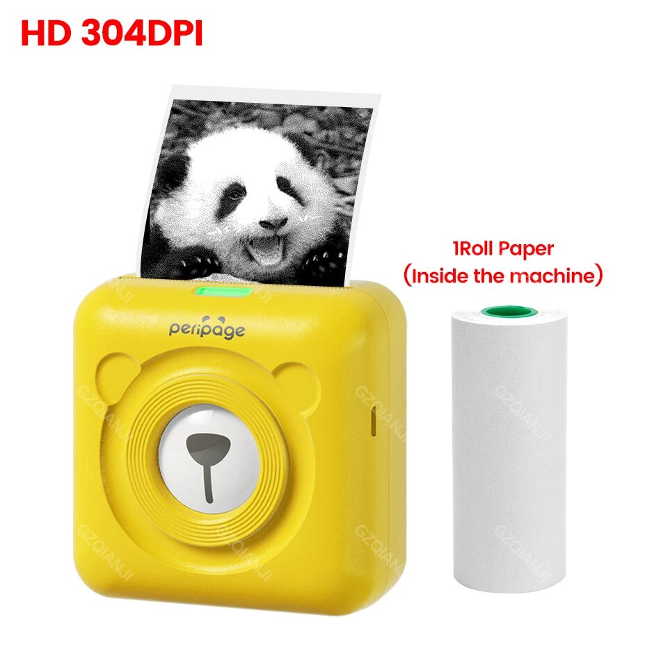 Мини-принтер PeriPage A6 304dpi Фиолетовый Желтый Желтый, HD 304dpi YE