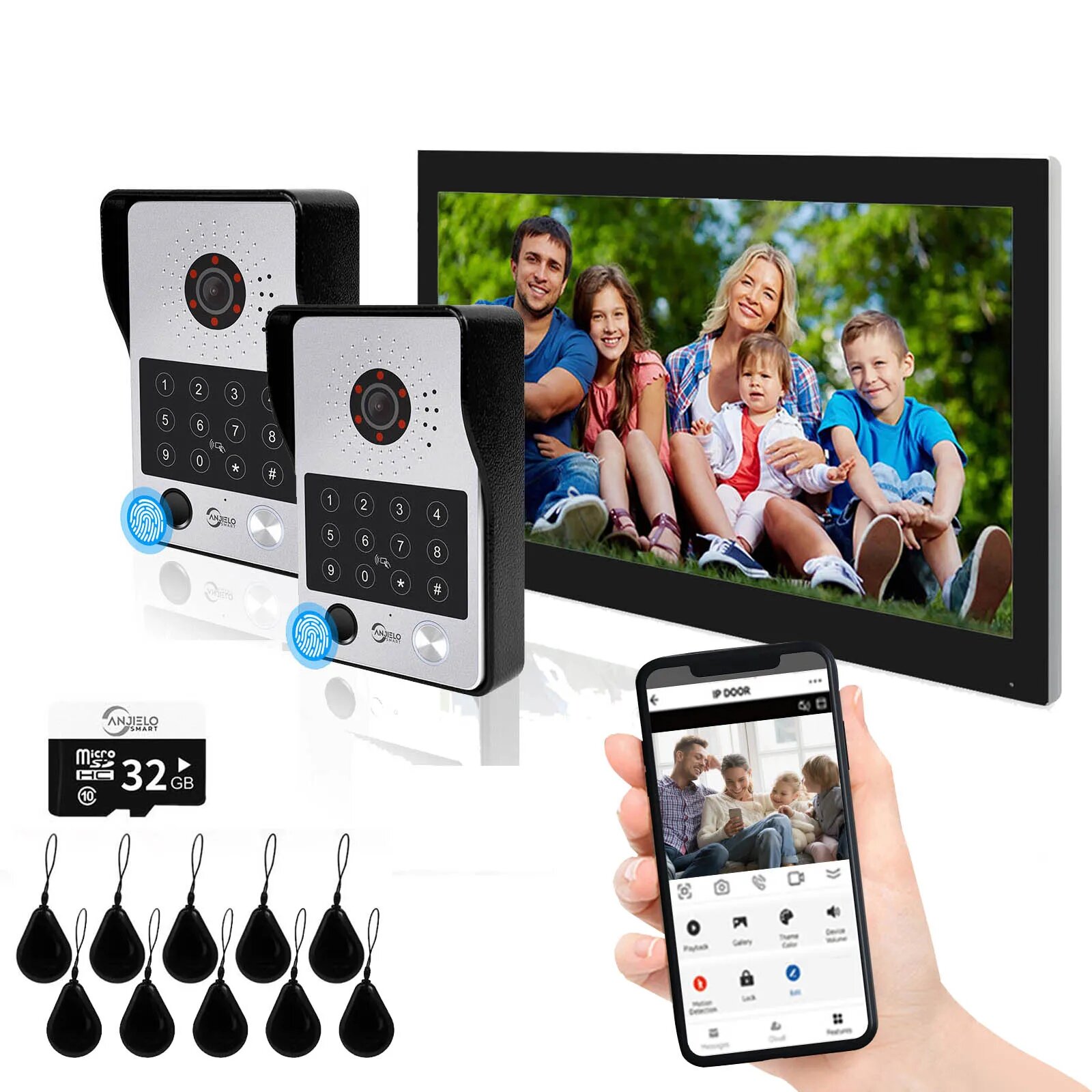 Anjielosmart 5-в-1 Wi-Fi видеодомофон 1080P