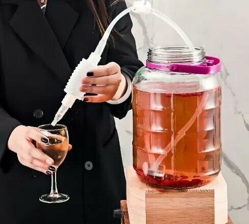 Сифон переливной с фильтром и помпой для перекачки вина