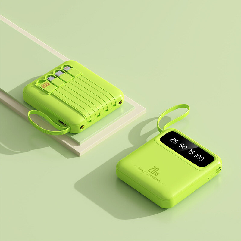 Индивидуальный пауэрбанк с сертификатом 3C, встроенным кабелем, большой емкостью, компактный и портативный, подходит для трансграничной оптовой торговли и в качестве подарка.