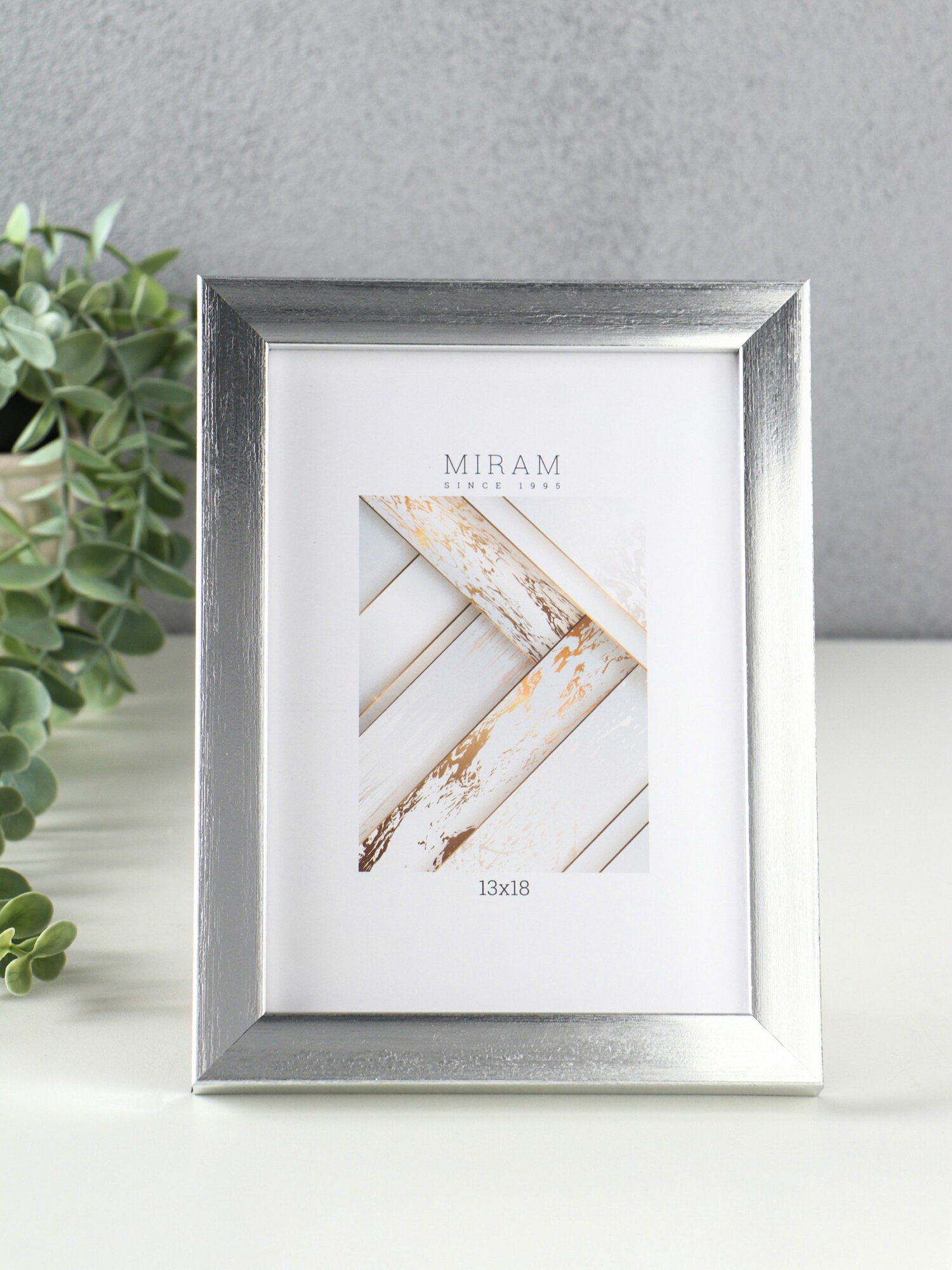 Фоторамка для фото 13x18 см "мирам", пластик, серебро, вид крепежа: подвес + подставка