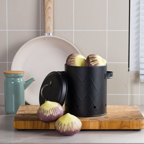 Сетчатый контейнер для хранения фруктов и овощей, черный, для кухни, для хранения картофеля, лука, чеснока, металлический контейнер для хранения картофеля.
