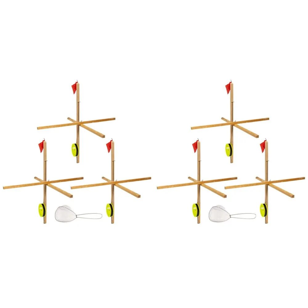 Ледобуровый флаг для зимней рыбалки из дерева с автоматической подсечкой и леской