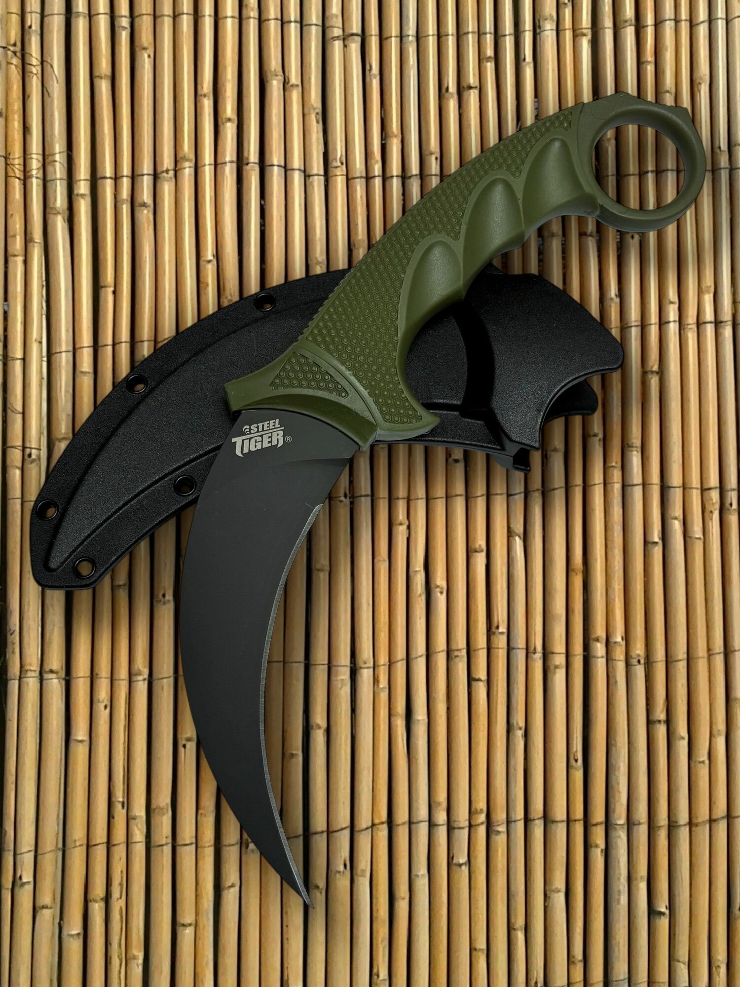 Нож - керамбит Cold Steel Steel Tiger OD Green / Black, CS-49KST-ODBK