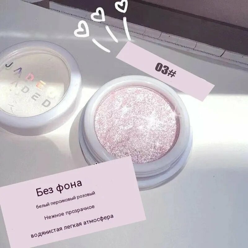 Монохромные блестящие перламутровые тени для век - Тени-хайлайтер с эффектом влажного сияния, рассыпчатые тени с мерцающими частицами для макияжа глаз и лица