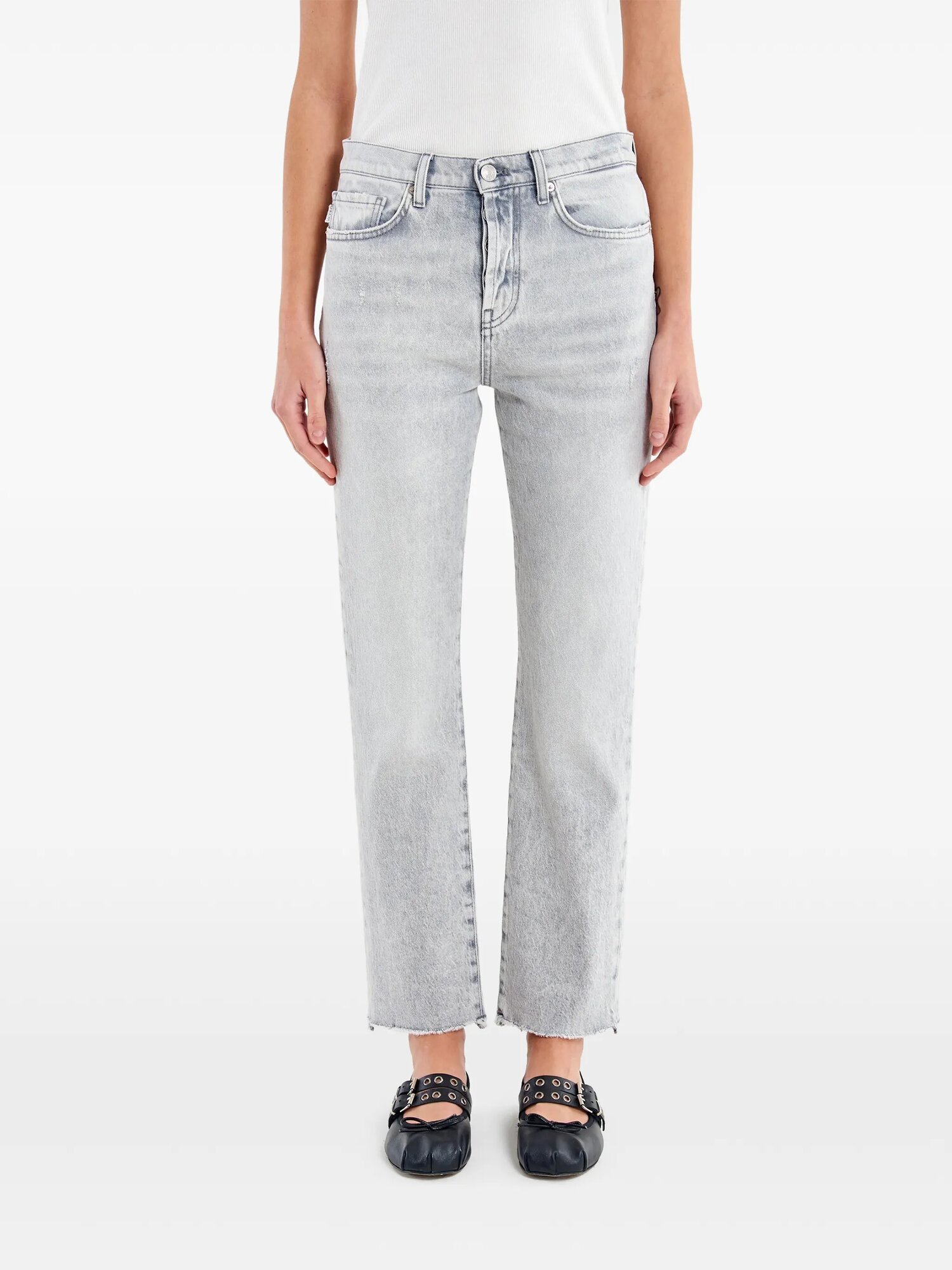 Джинсы Faded frayed-hem jeans 