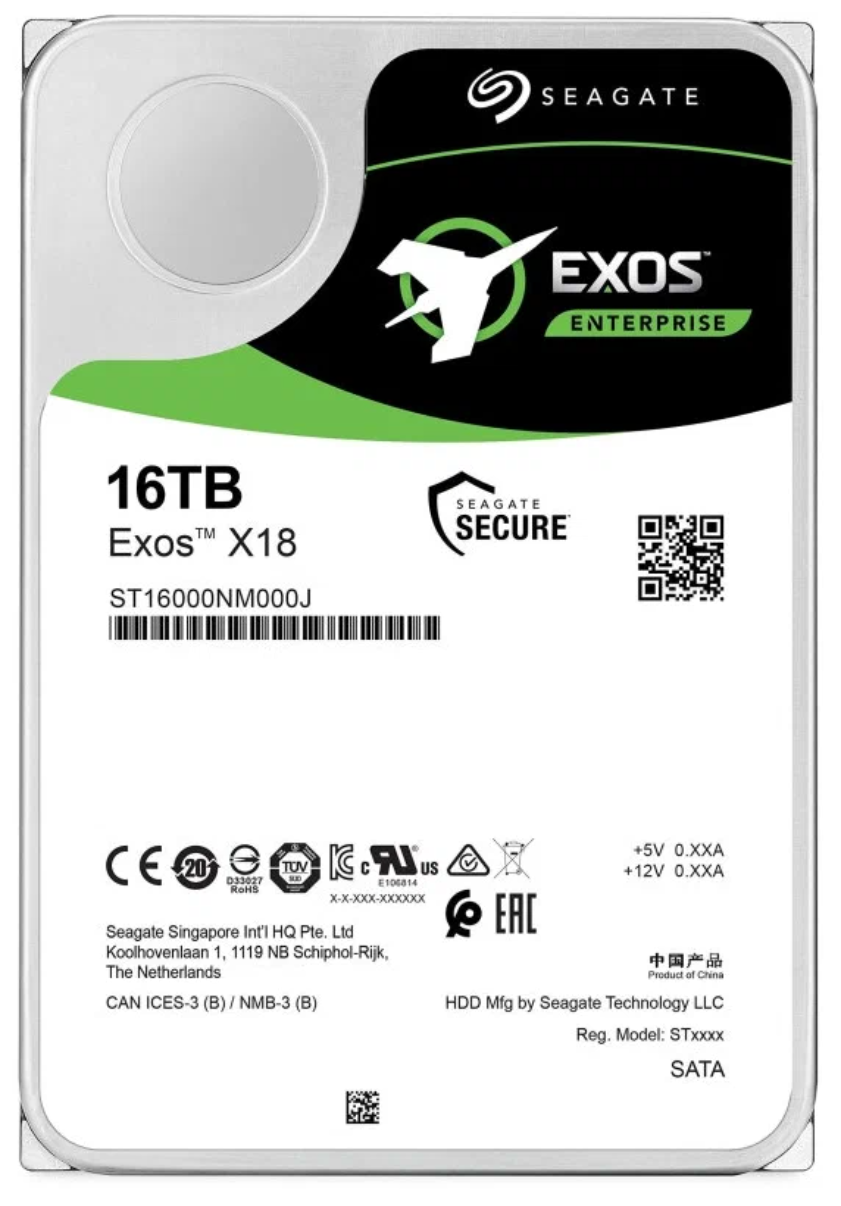 Жесткий диск 16TB Seagate Exos X18, SATA 6 ГБ/С, ST16000NM000J