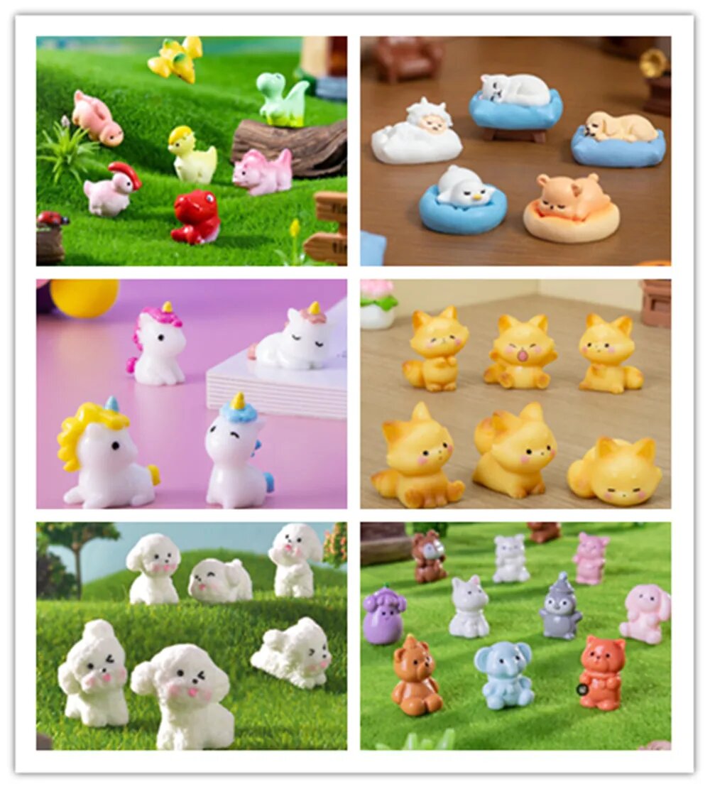 100 фигурок Kawaii животных и динозавров, Mixed