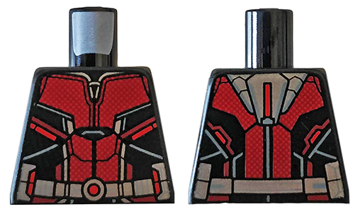 Torso Ant-Man Dark Red Body Suit with Silver Trim Pattern, 973pb3224 Black U