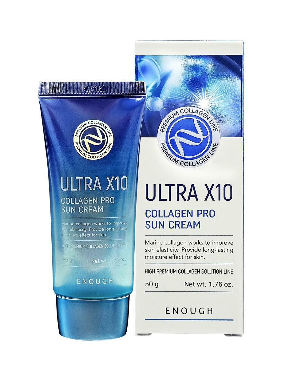 Enough Солнцезащитный крем для лица с морским коллагеном Ultra X10 Collagen Pro Sun Cream SPF50 PA+++ 50 мл.