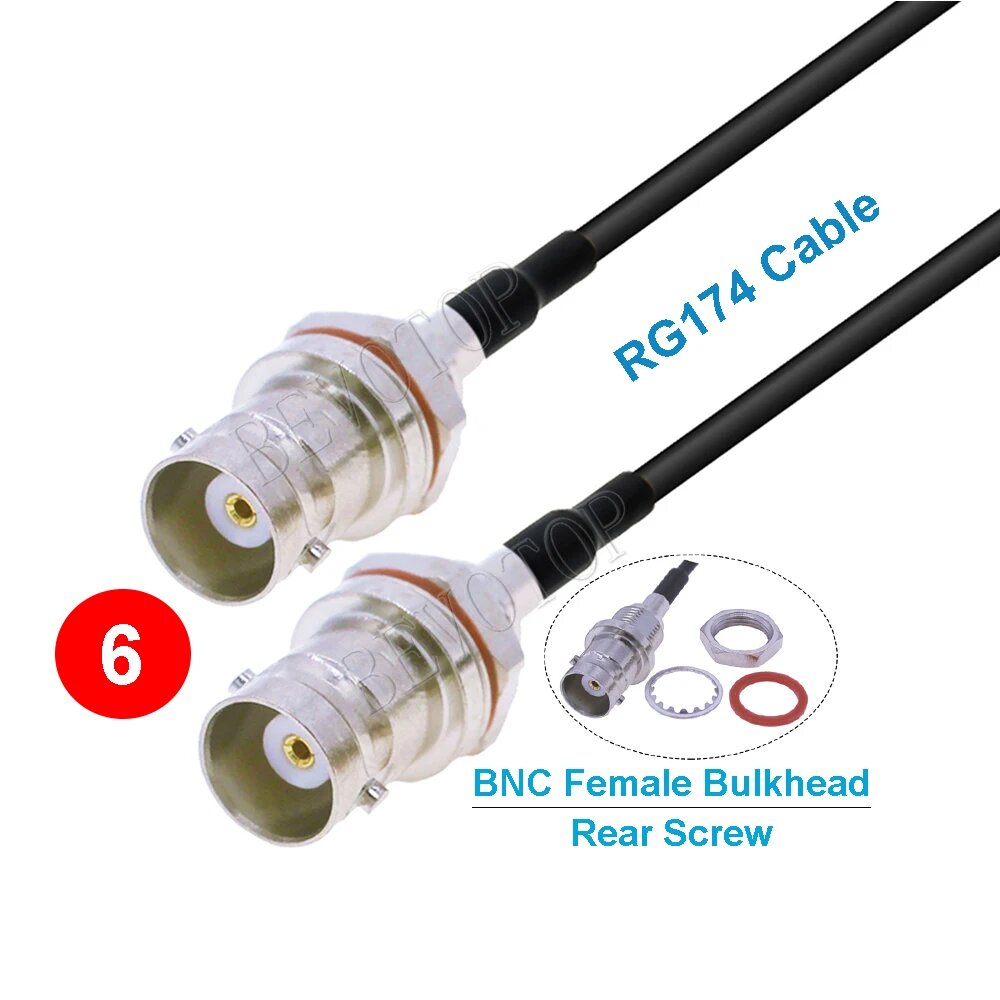 RG174 кабель BNC-BNC, 50см, Цвет: RSBNC F to RSBNC F