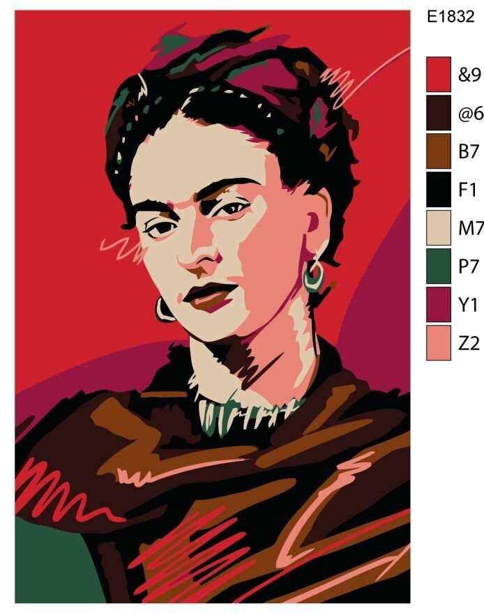 Детская картина по номерам E1832 "Фрида Кало" 20x30