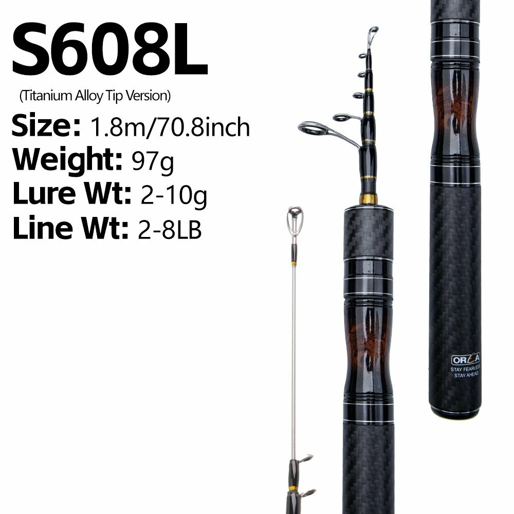 Телескопическая удочка из углеродного волокна FISHINGFANS WD2D TI TIP S608L