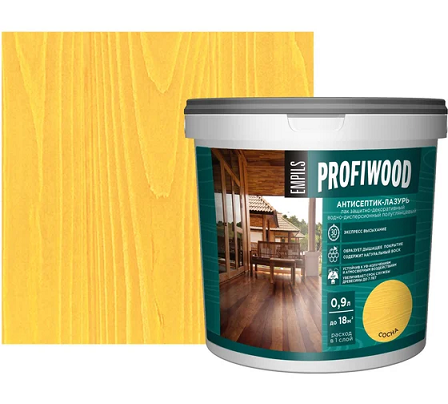 Антисептик - лазурь для дерева полиакриловый сосна 0,9 кг PROFIWOOD