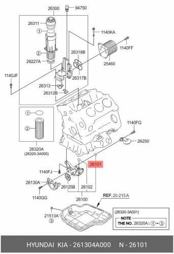 Уплотнительное кольцо масляного насоса Hyundai / Kia (Mobis) 261304A000