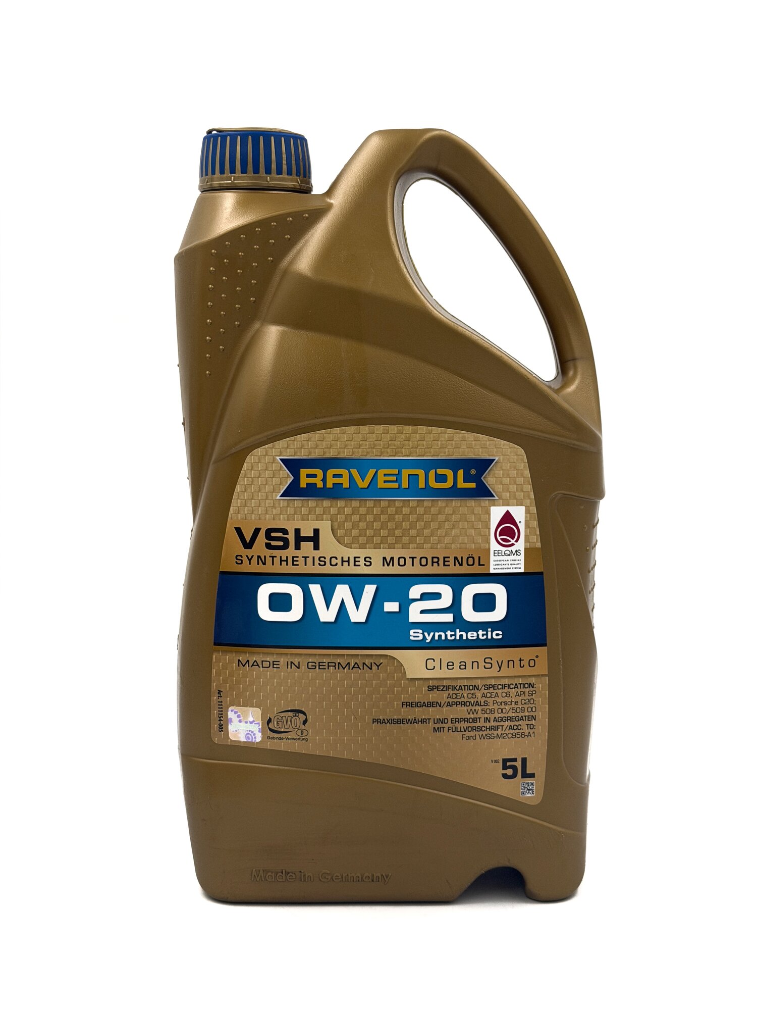 Масло моторное RAVENOL VSH 0W-20, 5 литров, синтетическое, для авто