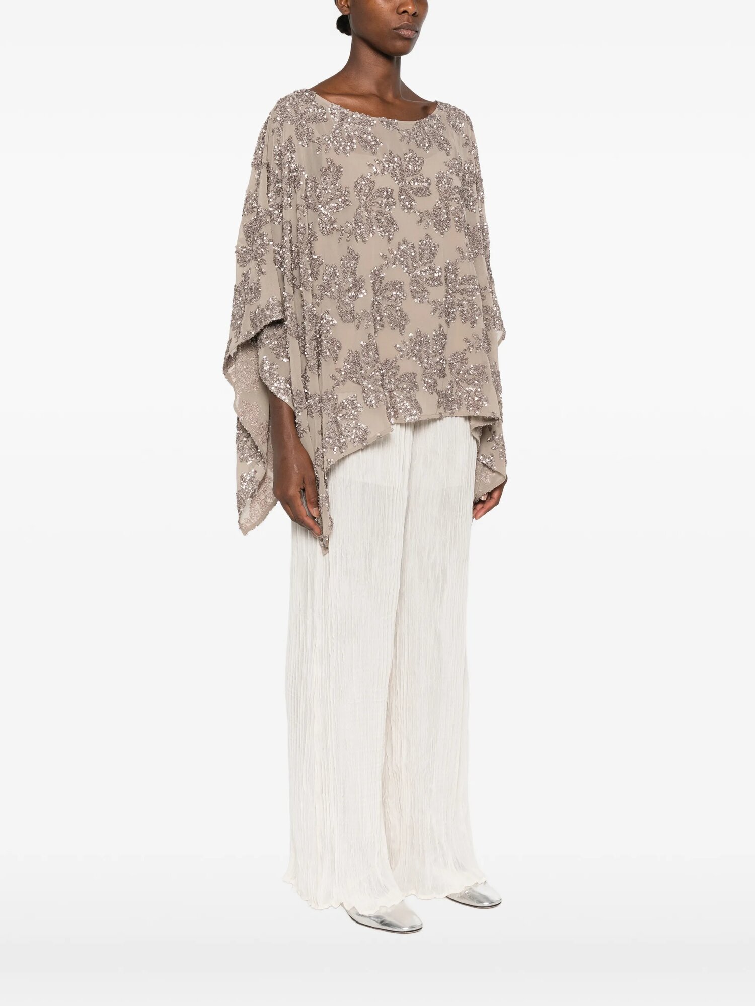 Блуза Marina Rinaldi Sequin-embellished floral-pattern blouse, размер 50 — фото 1