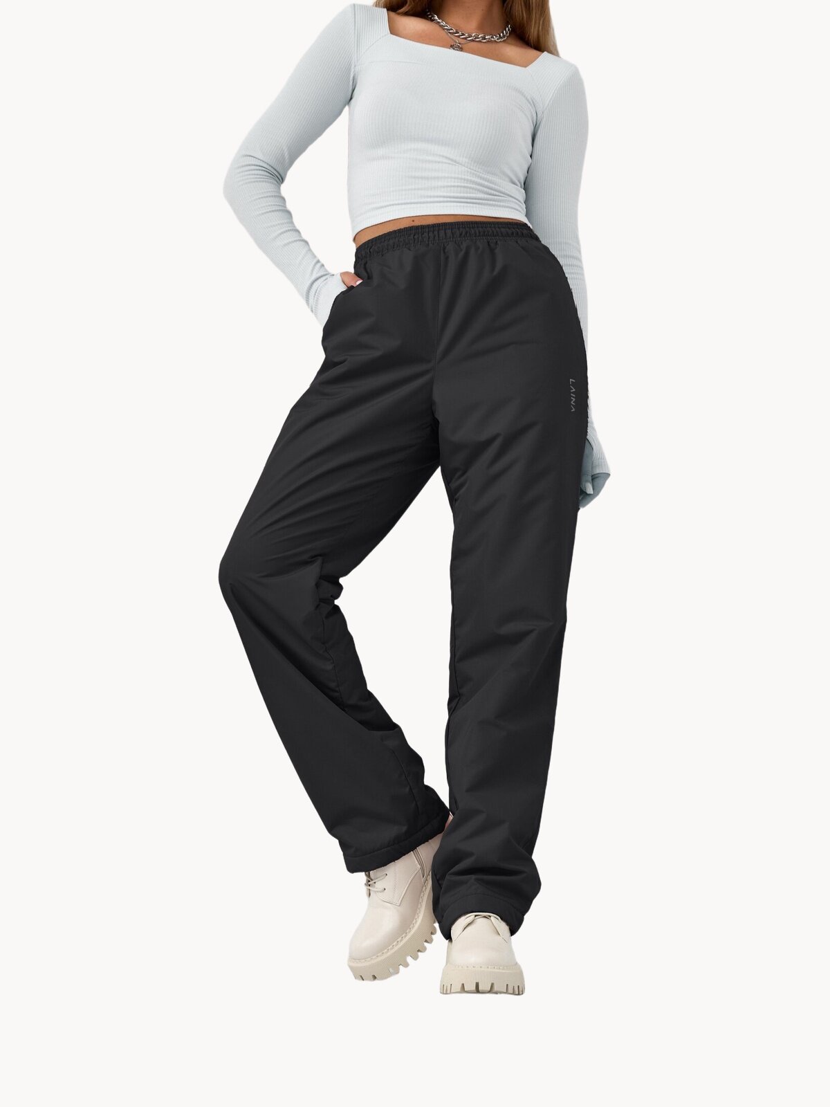 Брюки утеплённые прямые из плащевки утепленные на флисе