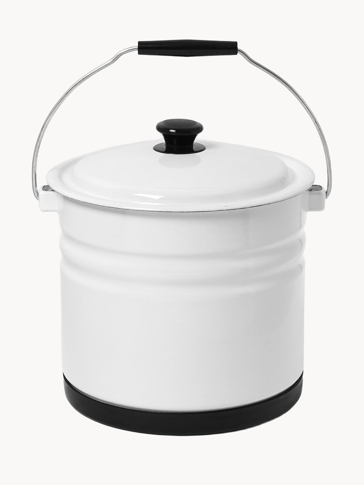 Ведро эмалированное, 10 л, с крышкой и ручкой, на подставке, белое