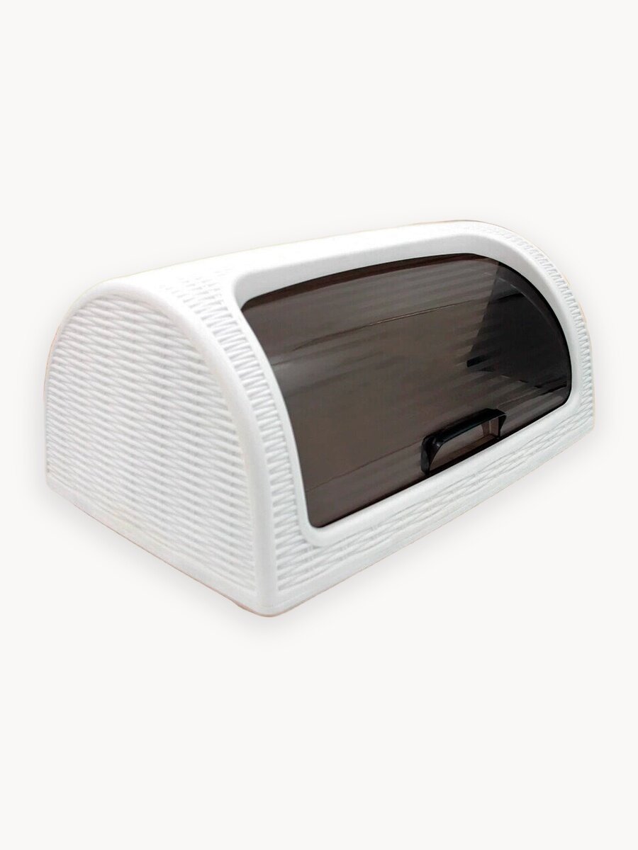 Хлебница DD Style, пластик, с прозрачной крышкой, белая, 42x27x19 см