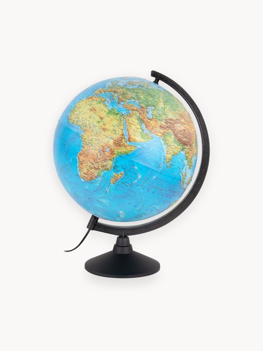 Глобус физический политический детский для школы с подсветкой рельефный, диаметр 32 см, Globen Классик, 454433