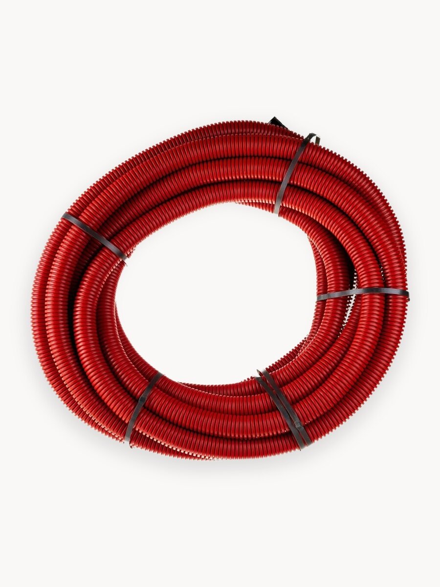 Гибкая гофрированная двустенная труба ПНД Промрукав, с зондом красная PR15.0252, D40, 10 метров