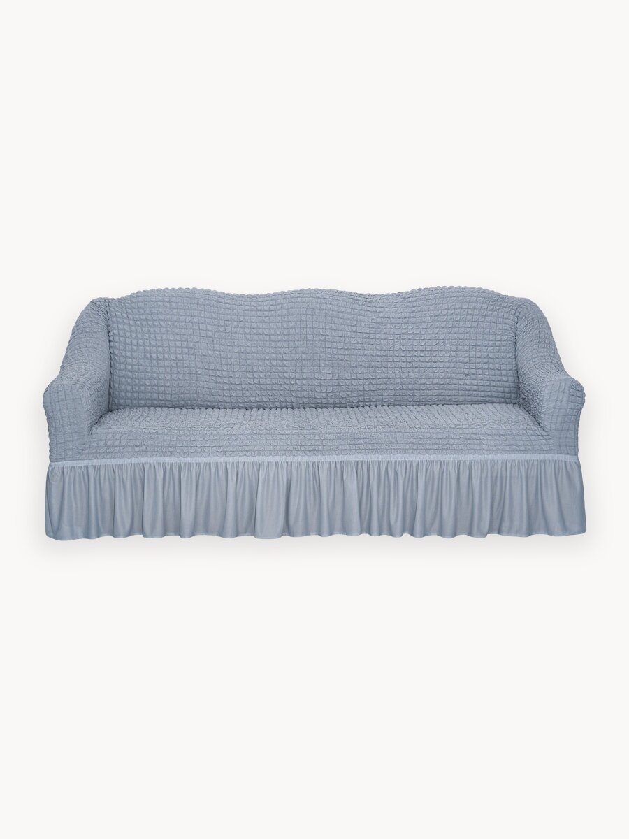 Чехол на трёхместный диван с оборкой / еврочехол для дивана универсальный