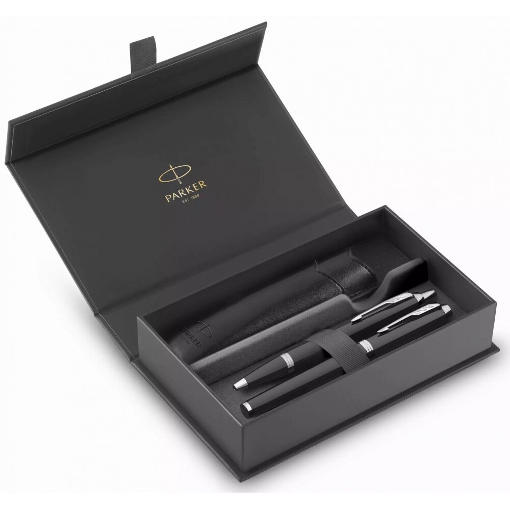 Parker 2214457 Набор: чехол + шариковая + перьевая ручки parker im fk321, black сt (перо м)