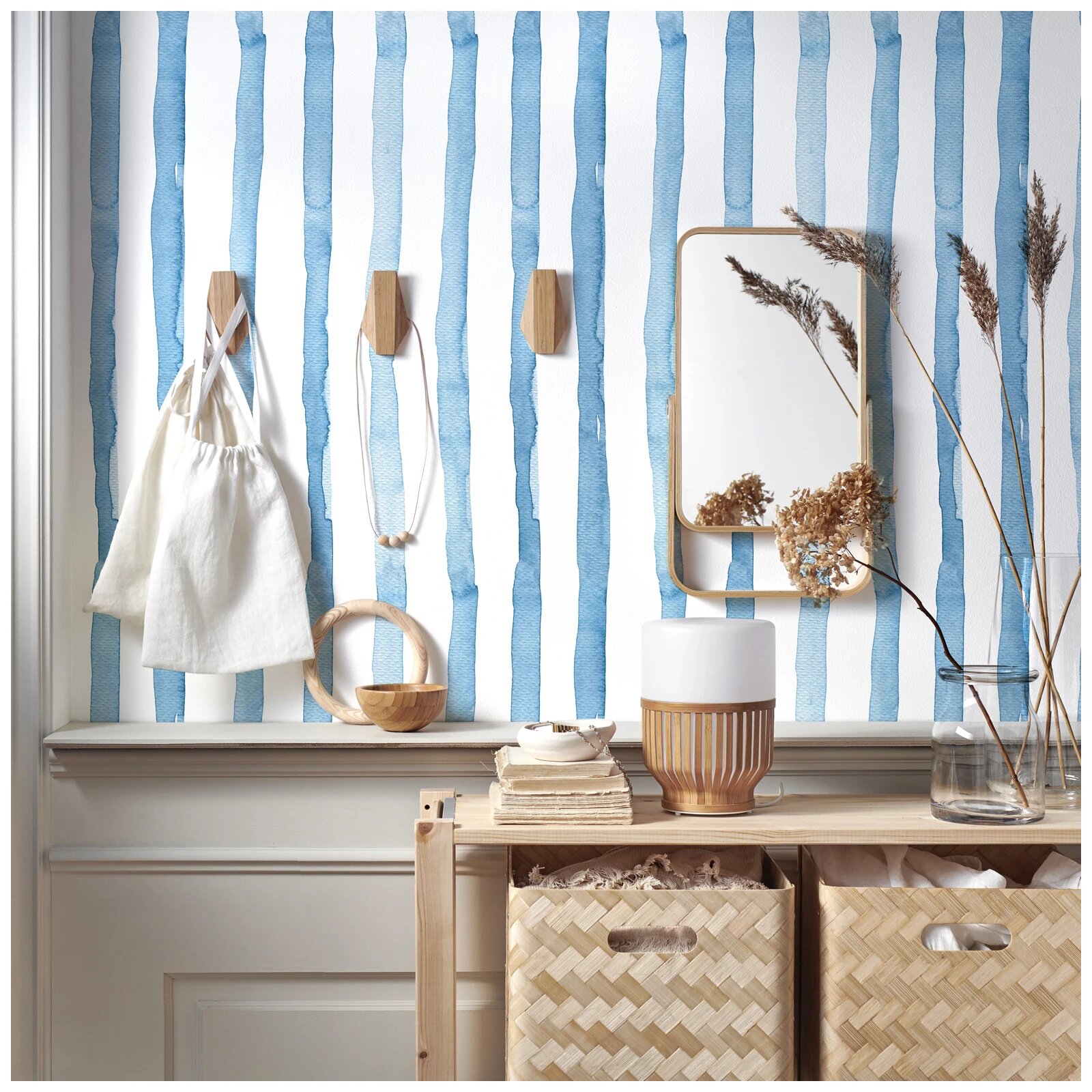 Meihodan Самоклеящиеся виниловые обои в стиле бохо индиго/черный/синий, C, 6mx45cm 2 штуки