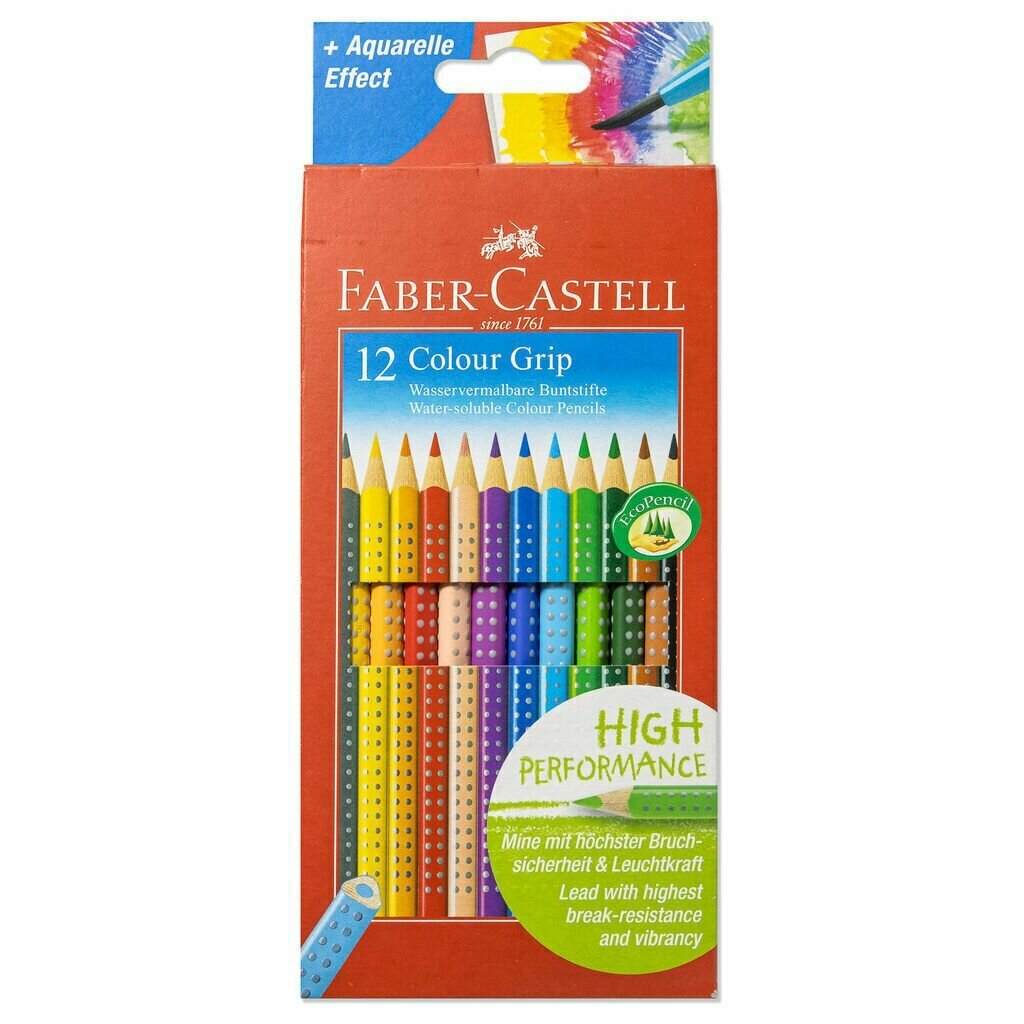 Карандаши цвет. 12цв Faber-Castell Grip, трехгран. корпус, заточен, европодвес