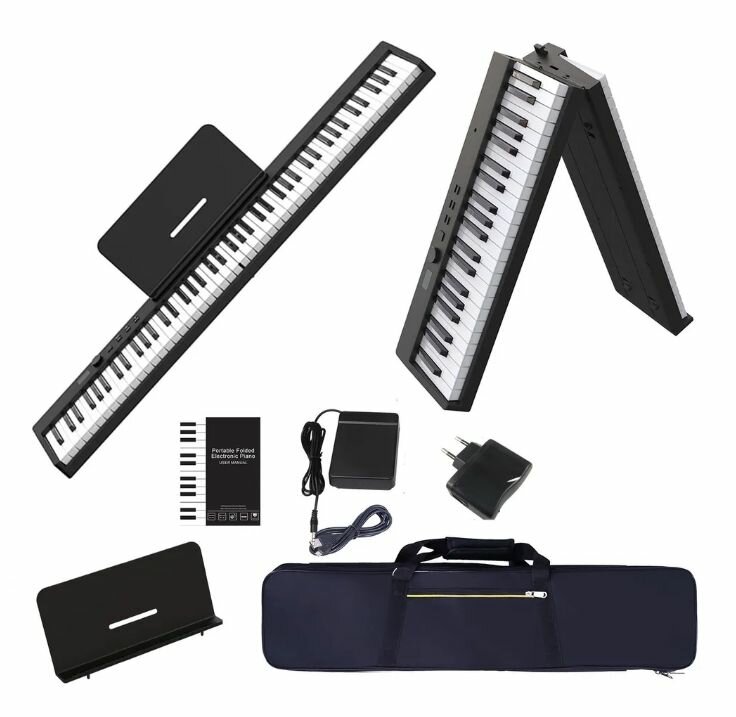 Складное электронное пианино на 88 клавиш с функцией Bluetooth , встроенная литиевая батарея, перезаряжаемая