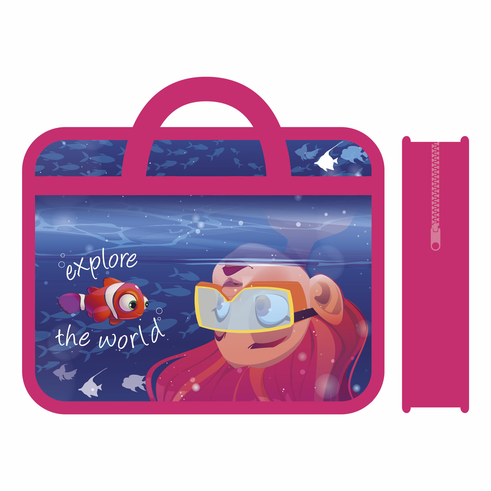 Папка пластиковая детская на молнии с ручками Изучай мир Русалочка А4 25