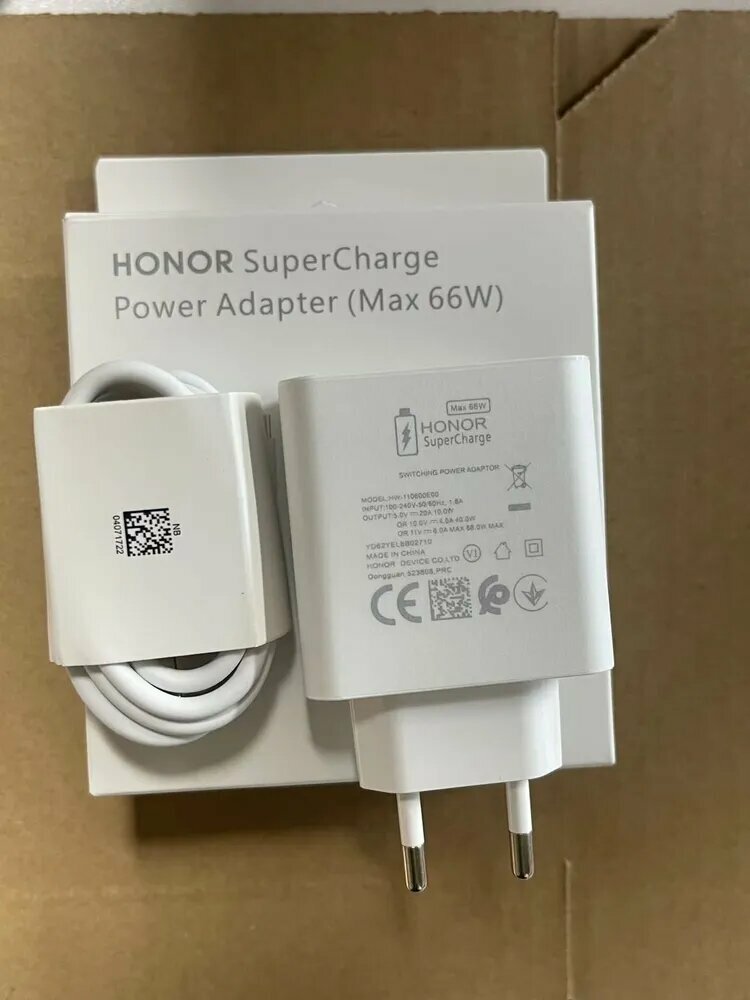 Зарядное устройство HONOR, 66Вт, тип разъема ЕС/США, для Honor Magic 7/X9C/Pro/X8/X7
