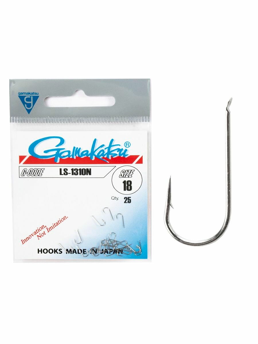 Крючки Gamakatsu LS-1310N HOOKS NICKEL размер 18 (упк.25шт.)