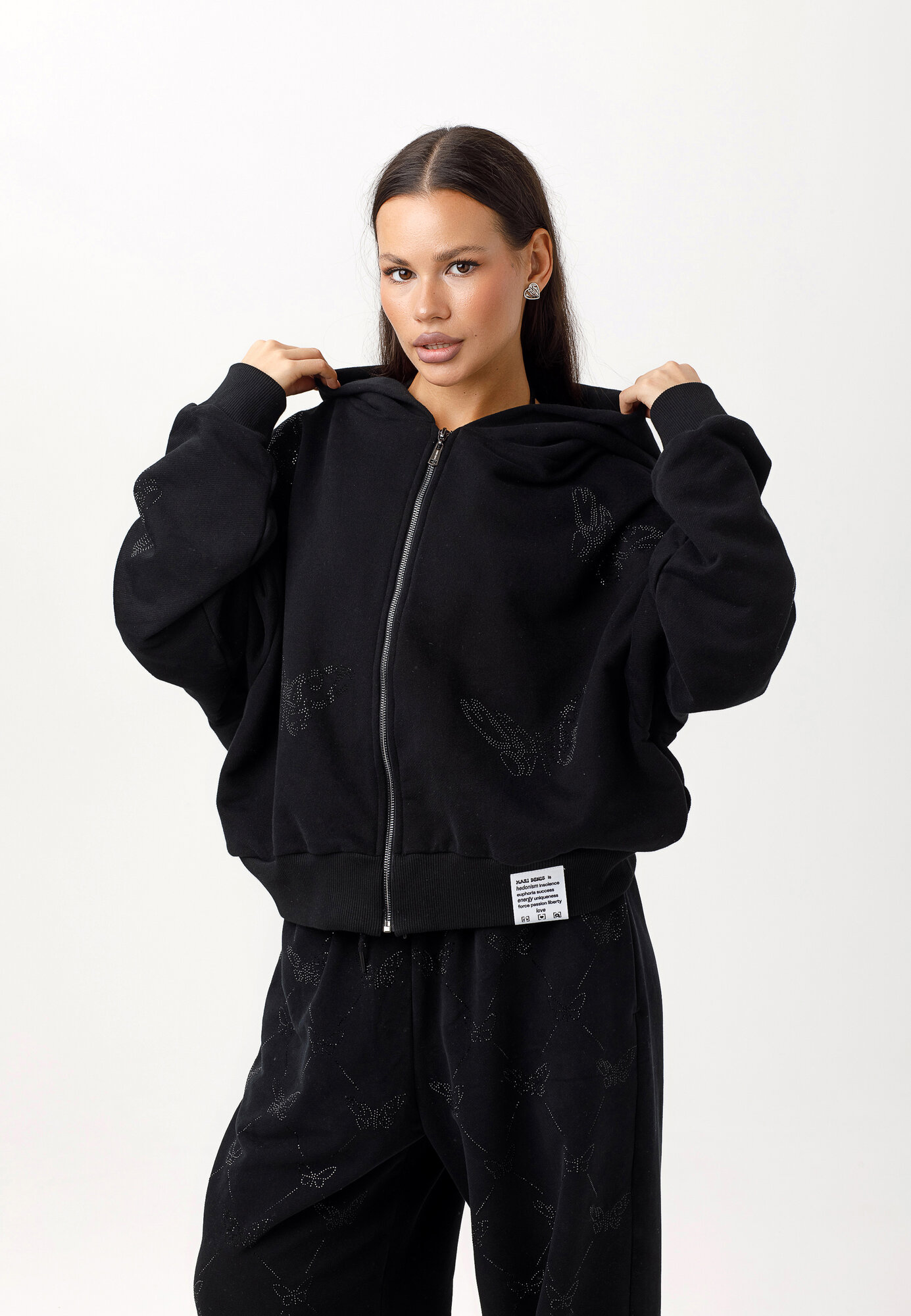 Худи зип худи со стразами