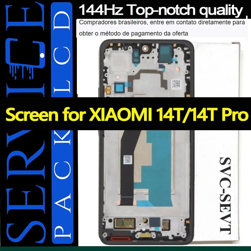 Оригинальный 6,67-дюймовый AMOLED 144 Гц для Xiaomi 14T ЖК-дисплей 2406APNFAG, дигитайзер сенсорного экрана в сборе для MI 14T Pro 2407FPN8EG ЖК-дисплей 14T Black frame