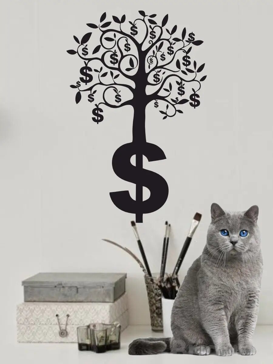 Наклейка на стену для декора интерьерная Долларовое дерево