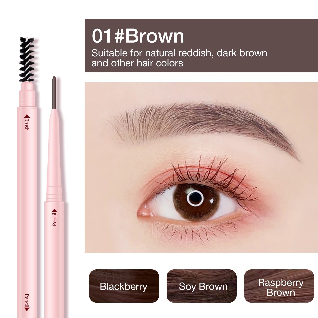 Карандаш для бровей двусторонний Kemelo 01Brown