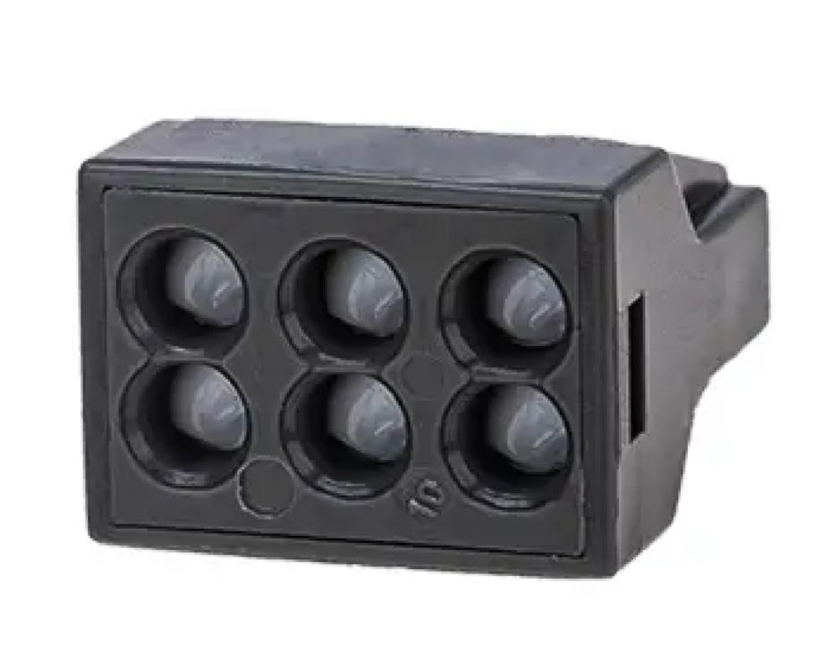 Клемма для проводов REXANT / Рексант СМК 773-306 экспресс шестипроводная с пастой, пластик, серый, 2.5мм², 5шт. / зажим