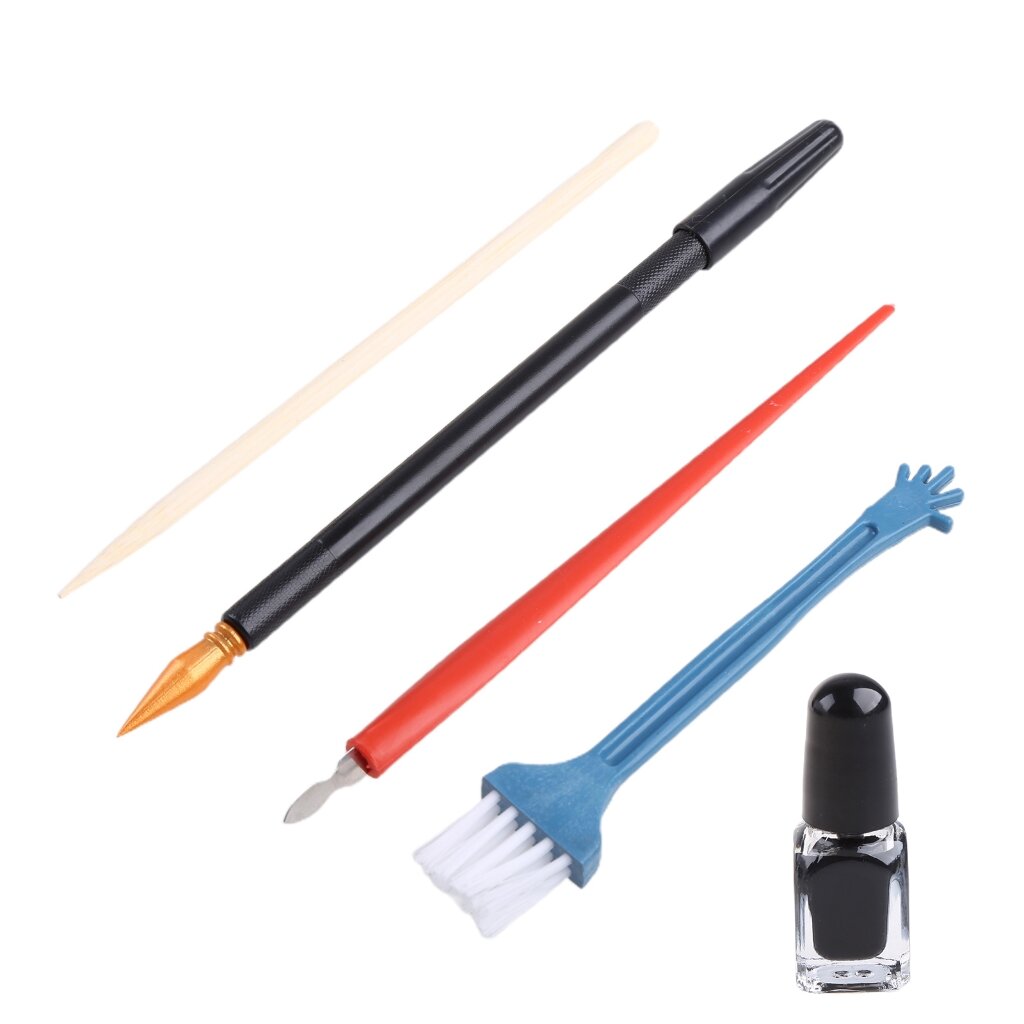 5ШТ Инструмент для Рисования Царапинами с Двойным наконечником Scratch Pen Repair Ink Scratching Tool Brush