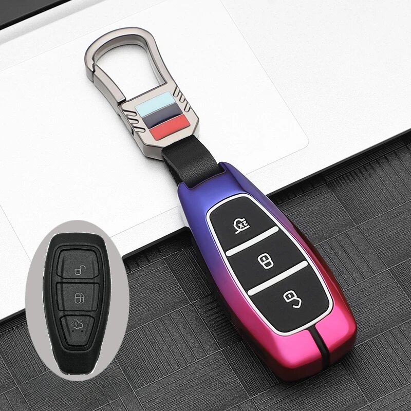 Металлический автомобильный чехол для смарт-ключа для Ford Focus 3 4 ST Mondeo MK3 MK4 Fiesta Fusion Kuga Ecosport Protect Fob Аксессуары Purple