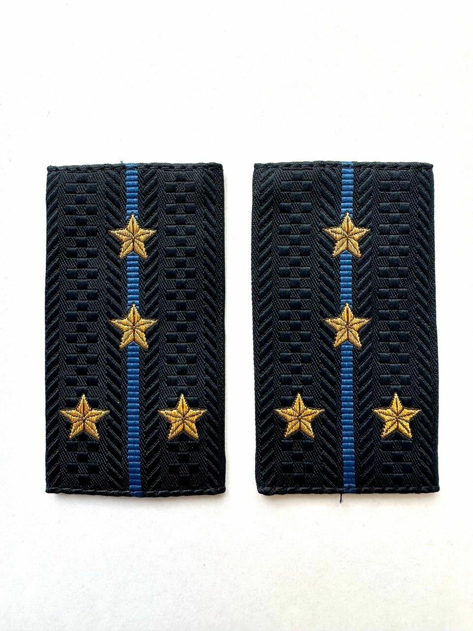 Фальш погоны Юстиции темно-синие с вышивкой звание Капитан