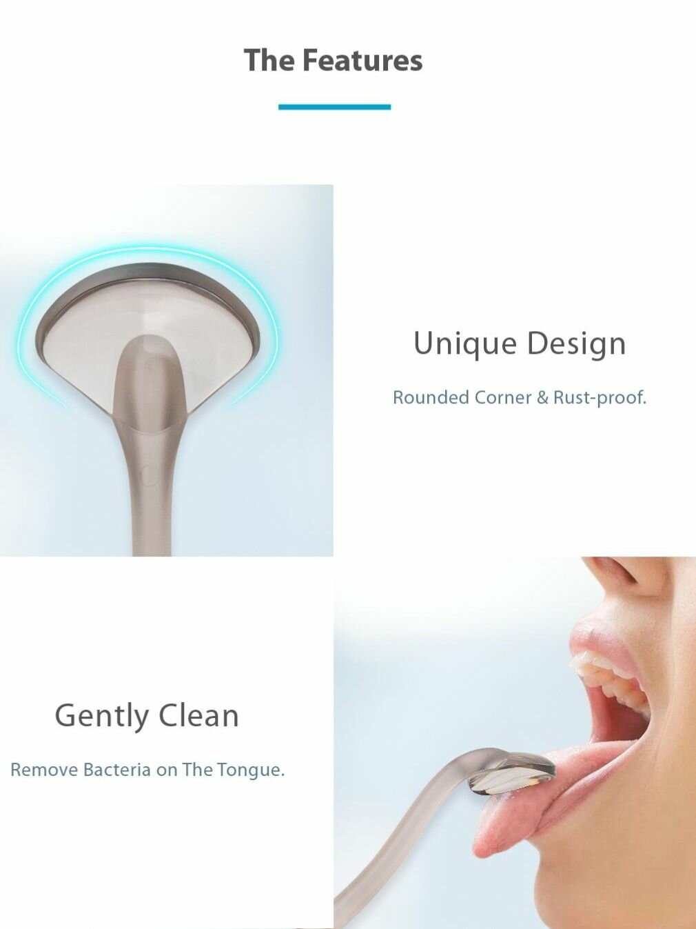 Скребок для очистки языка мягкий и приятный, Flipper GINKGo розовый, пудровый