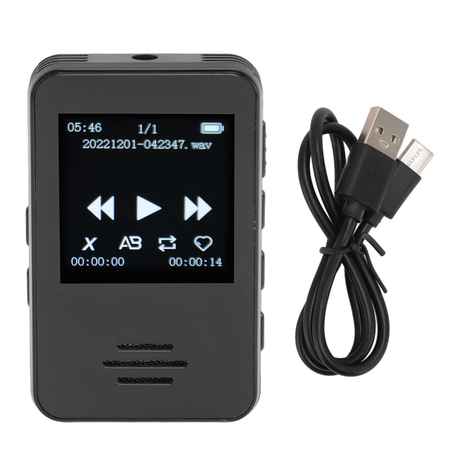 Цифровой диктофон 32 ГБ 1,33 дюйма IPS с высоким разрешением, портативный Bluetooth 5.2 для Windows