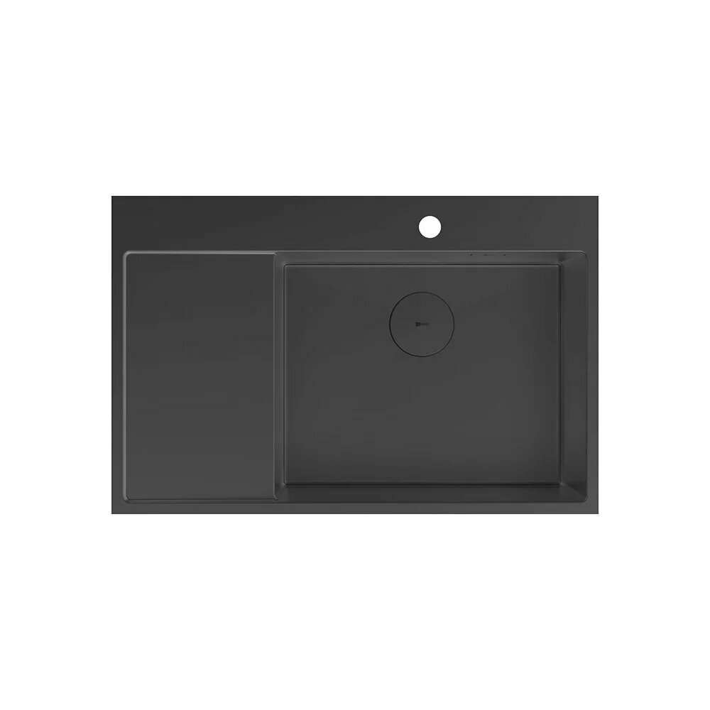 Кухонная мойка Lemark KEZADRA 780P прямоугольная с крылом из нержавеющей стали (чаша справа) цвет: Чёрный матовый