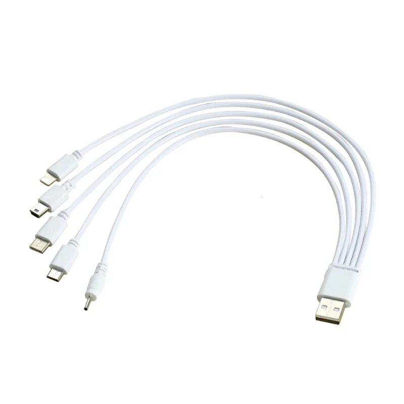 Короткий USB-кабель 5В, 1м, 5-в-1 (Type-C/Micro USB/Mini USB) Для Телефонов, Bluetooth-наушников, Колонок