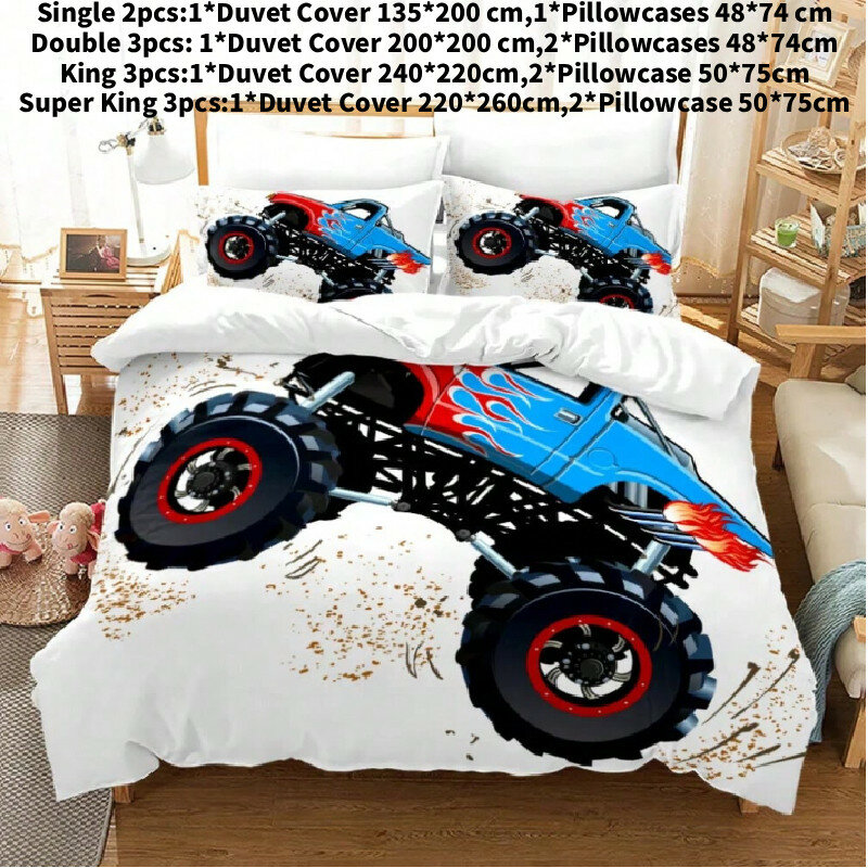 Детский комплект для спальни monster jam с активным принтом краситель для комфортной среды сна стиль d double