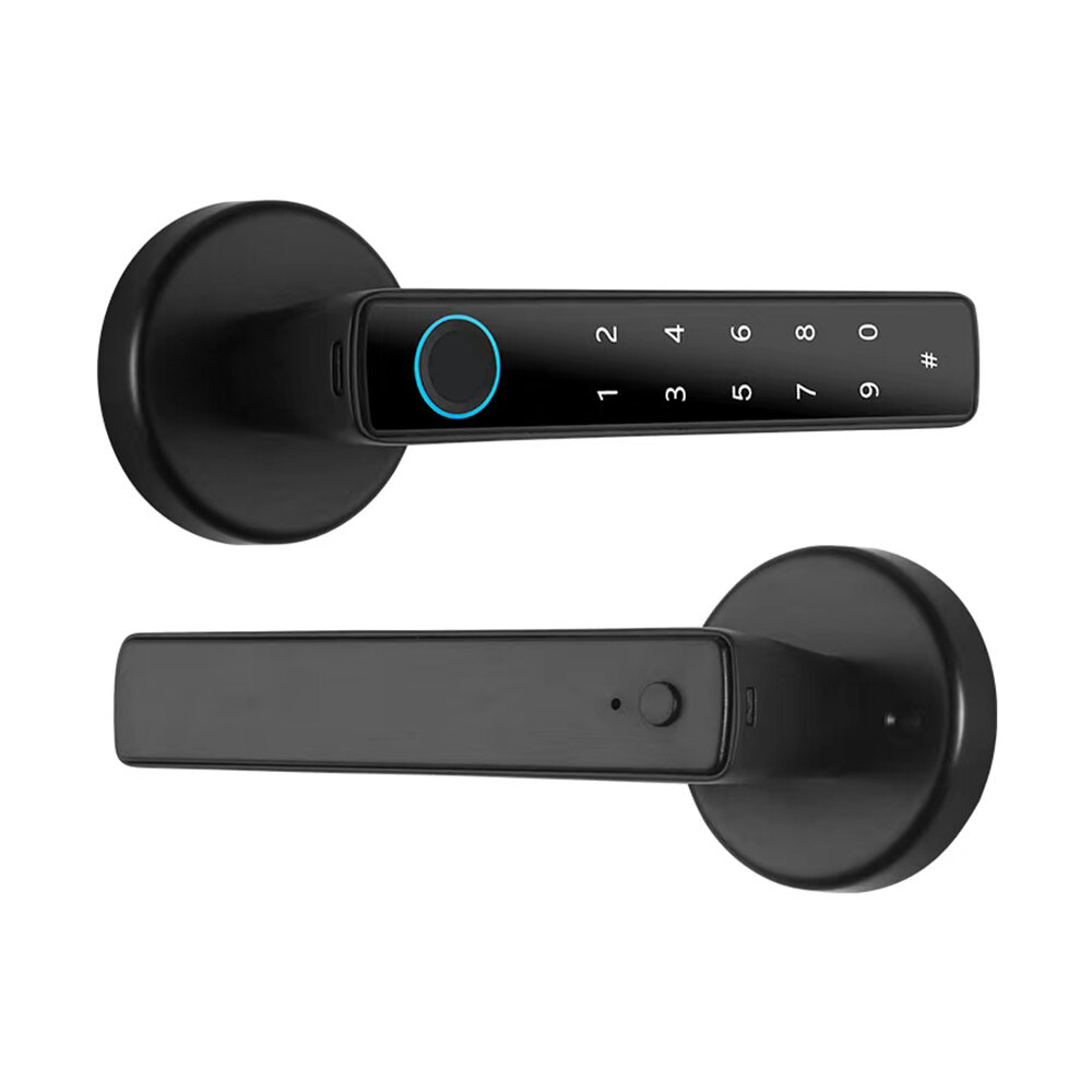 Wafu Smart Lock — бесключевой доступ, дверная ручка, пароль, приложение Tuya, дистанционное управление, Bluetooth, 4-в-1, биометрический, для офиса, дома, спальни (35-55 мм).