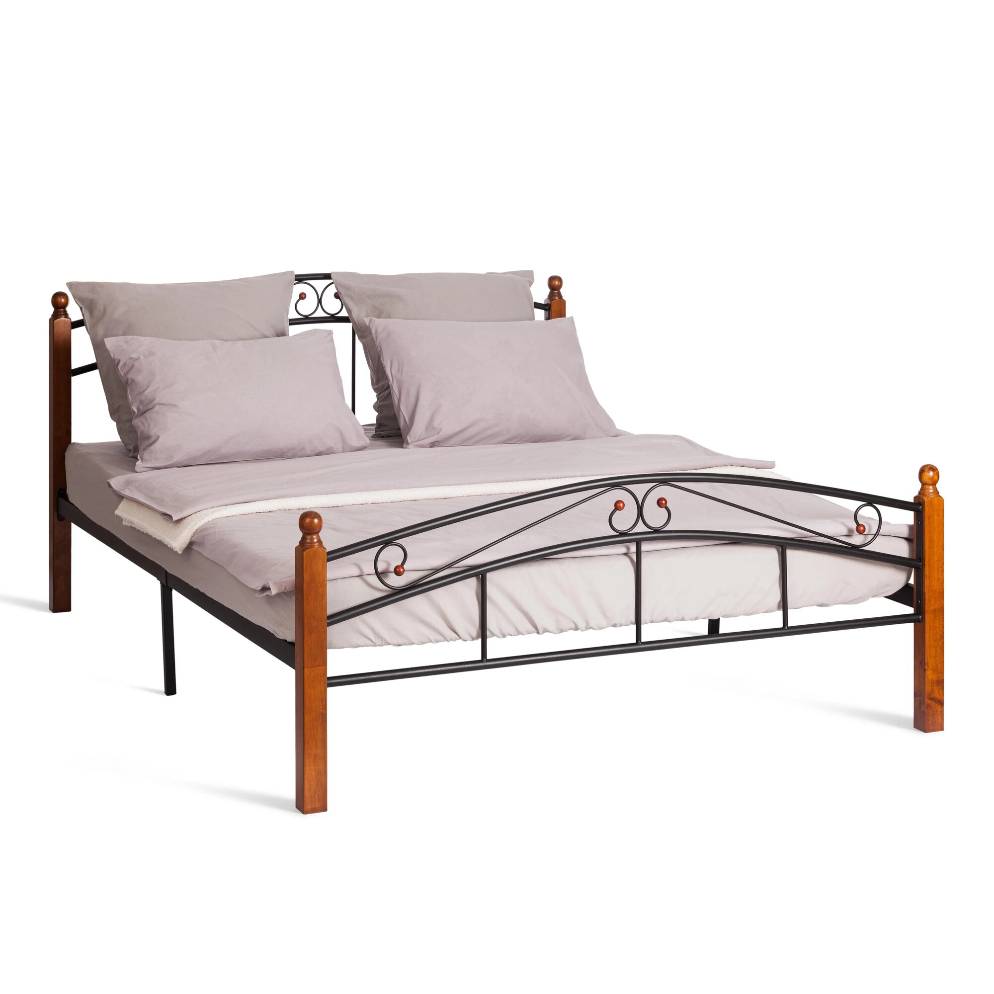 Кровать TetChair АТ-8077 QUEEN 160х200 Черный/Красный дуб-0-gevea_metall 7104462201